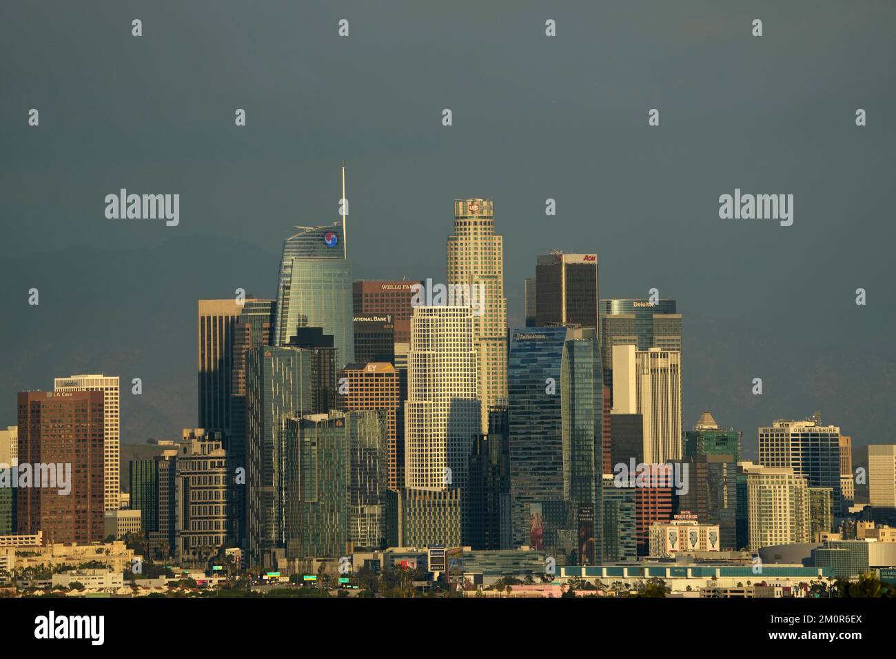 The downtown Los Angeles skyline on Wednesday, Dec. 7, 2022 Stock Photo ...