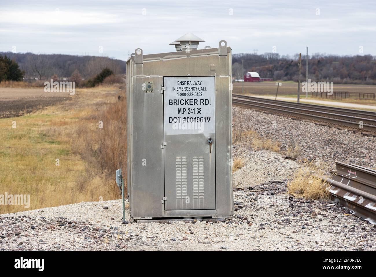 A typical BNSF railway control box on a track in Iowa Stock Photo - Alamy