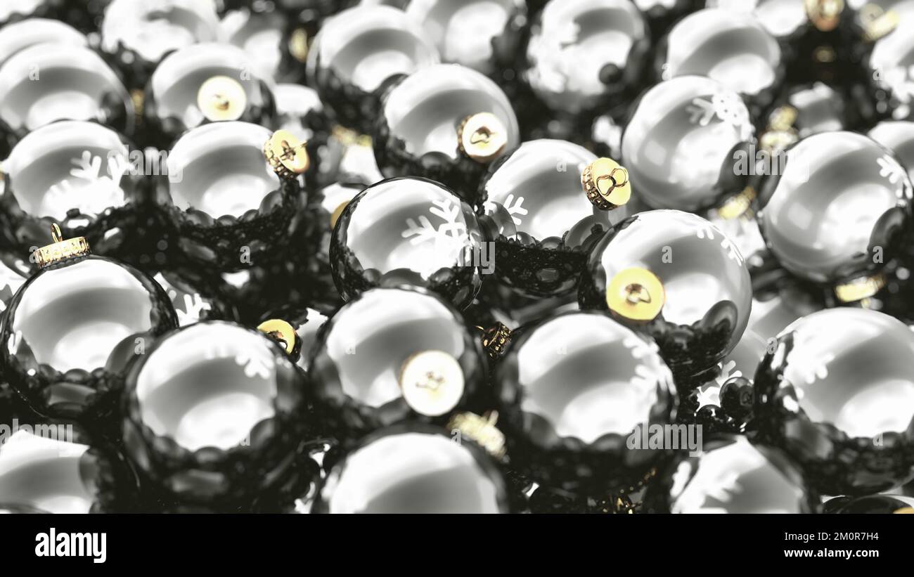 Silver christmas balls pile background, 3d rendering Stock Photo - Alamy