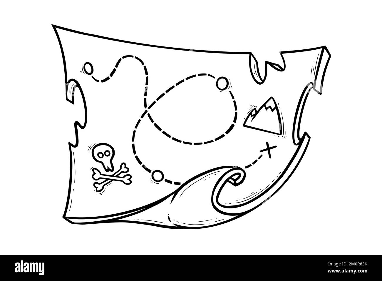 Pirate tresure map. Sketch of torn map for treasure hunt or wanderlust ...