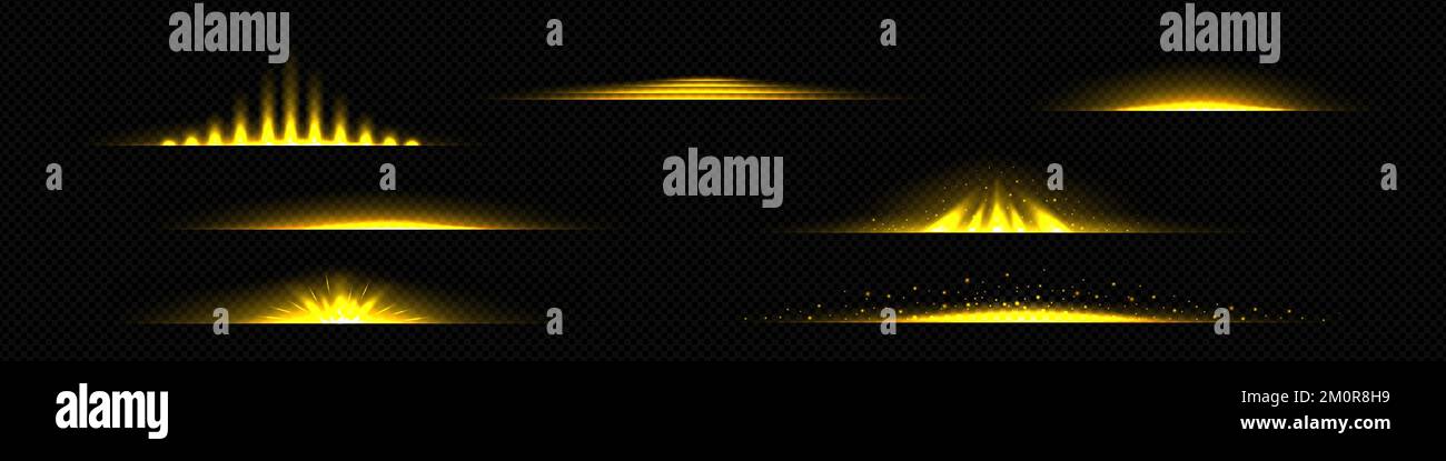 Light dividers, gold sunshine, glow effect lines with mysterious golden ...