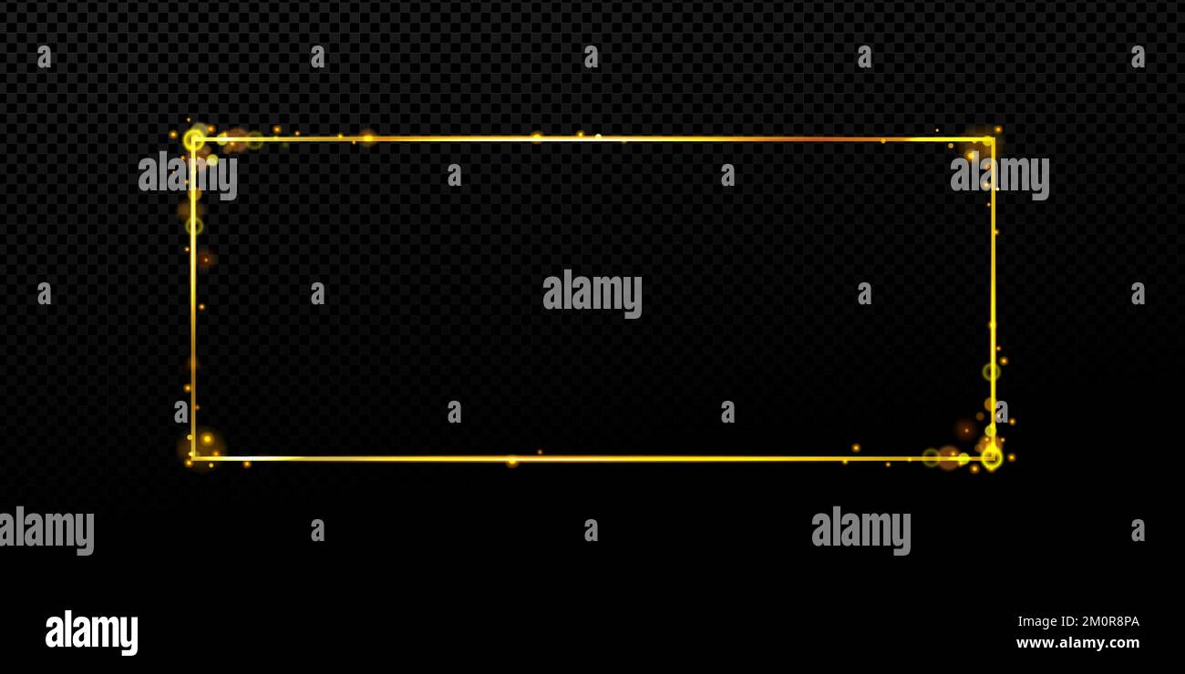 Simple yellow rectangular frame png isolated on transparent background. Realistic vector ...
