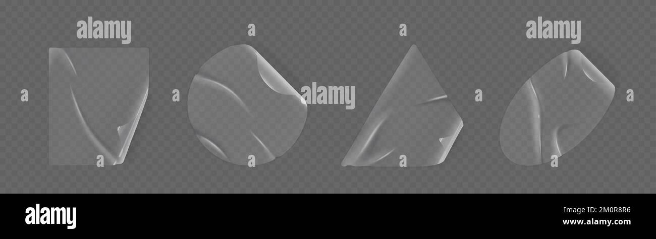 Transparent stickers peel off, patches, wrinkled plastic or pvc film ...