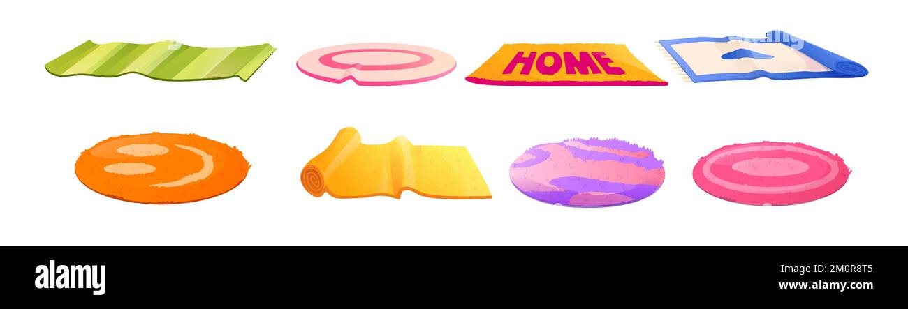 Cartoon set of colorful carpets isolated on white background. Vector ...