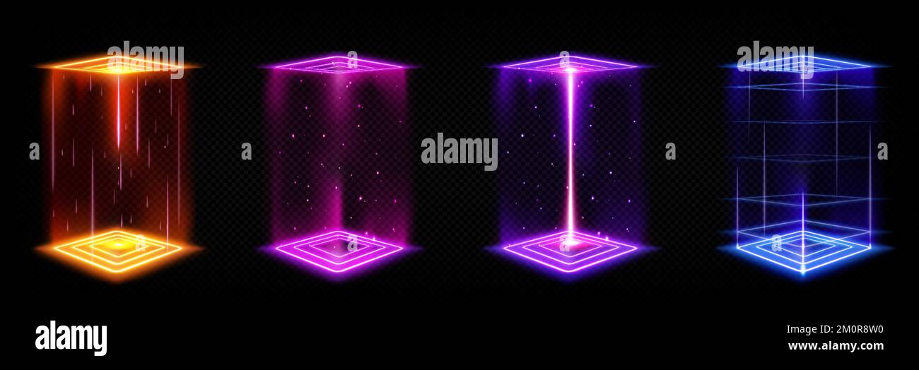 Futuristic portals, magic hologram teleport with square podium. Time ...