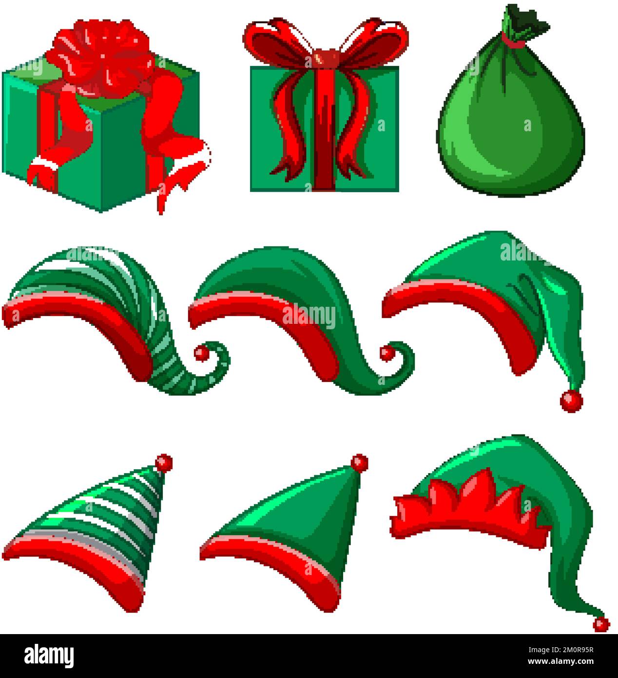 Elf hats set Cut Out Stock Images & Pictures - Alamy