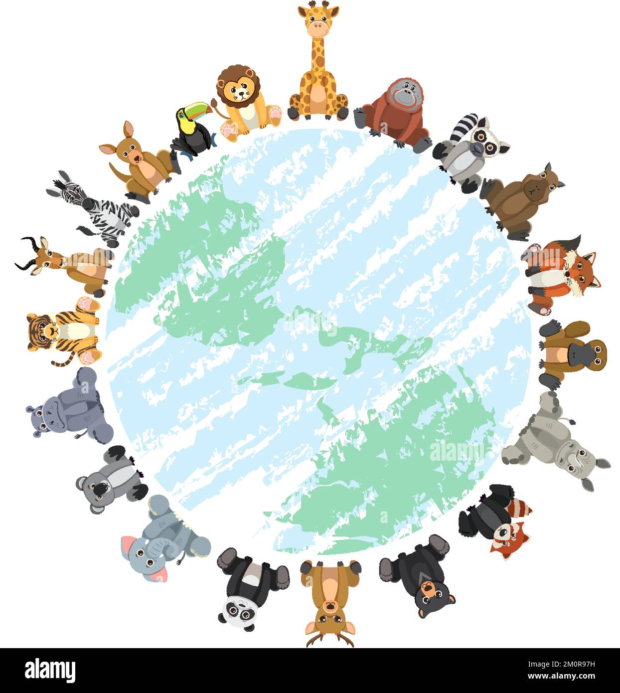 Wild animals around Earh planet illustration Stock Vector Image & Art ...