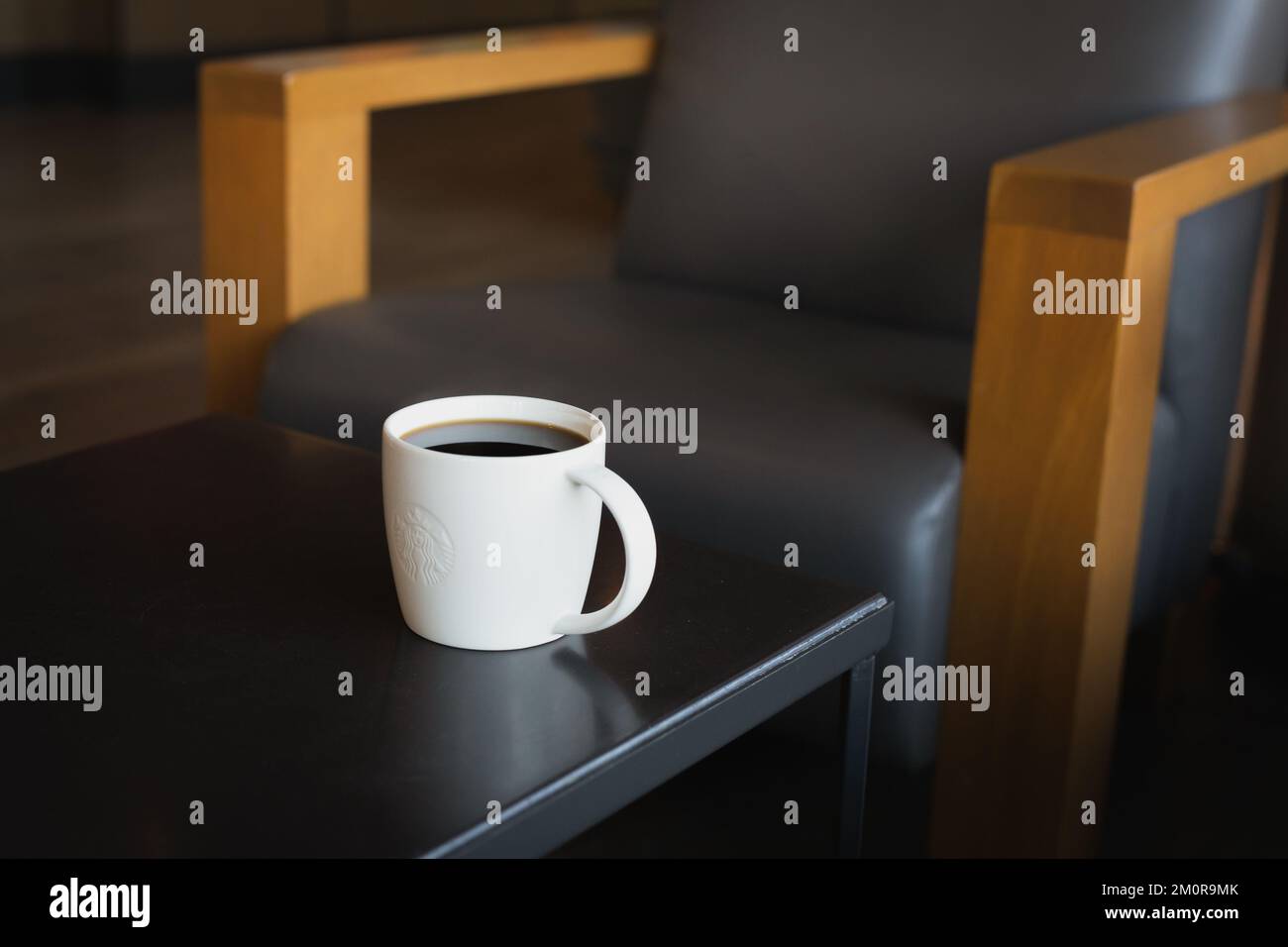 Bangkok Thailand : Nov-15-22 Cup of fresh black coffee with Starbuck ...