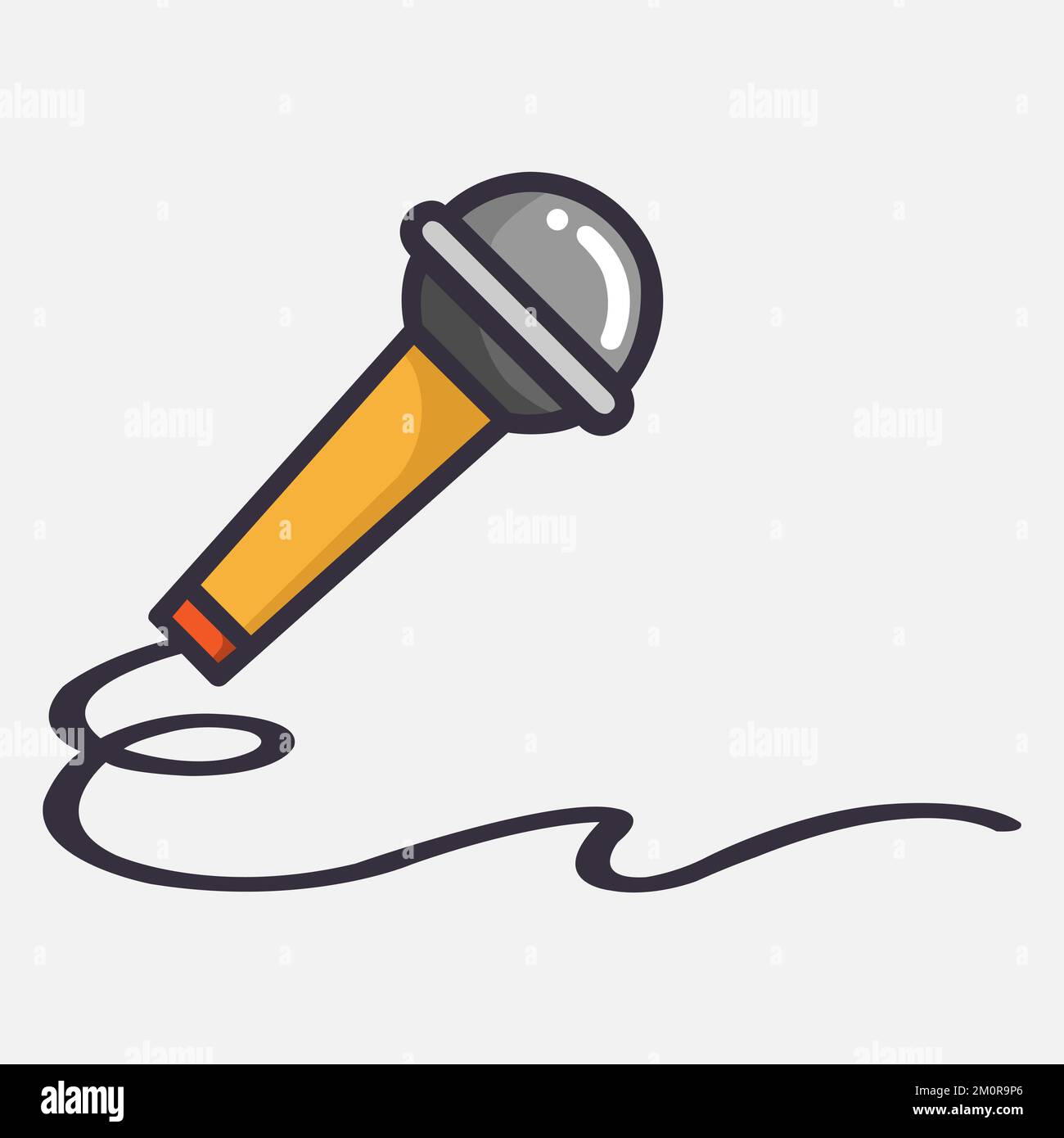 Microphone with wire isolated on white background. Musical item for ...