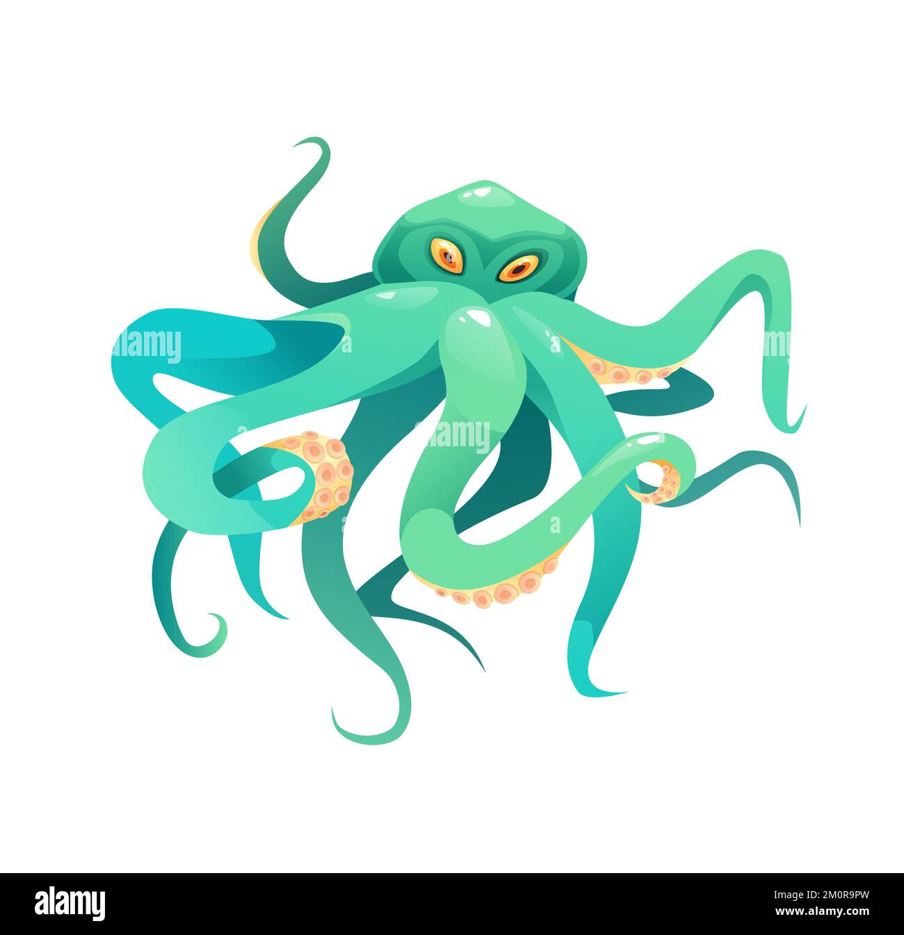 Green octopus cartoon vector illustration. Underwater cute animal Stock ...