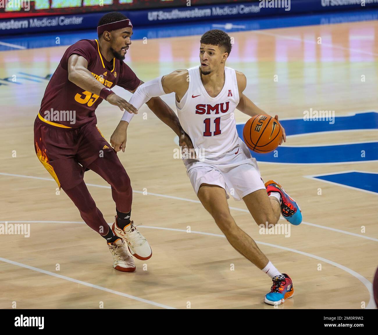 Dallas, TX, USA. 7th Dec, 2022. SMU's Samuell Williamson #11 drives ...