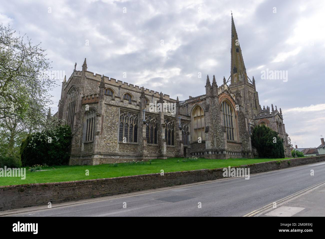 Side on view of Saint John the Baptist Church in Thaxted, Essex UK ...