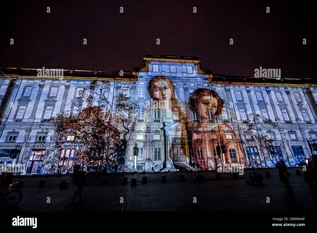 Place des Terreaux hosts a light show during Fete des Lumieres (Lights Festival) 2022 in Lyon ...