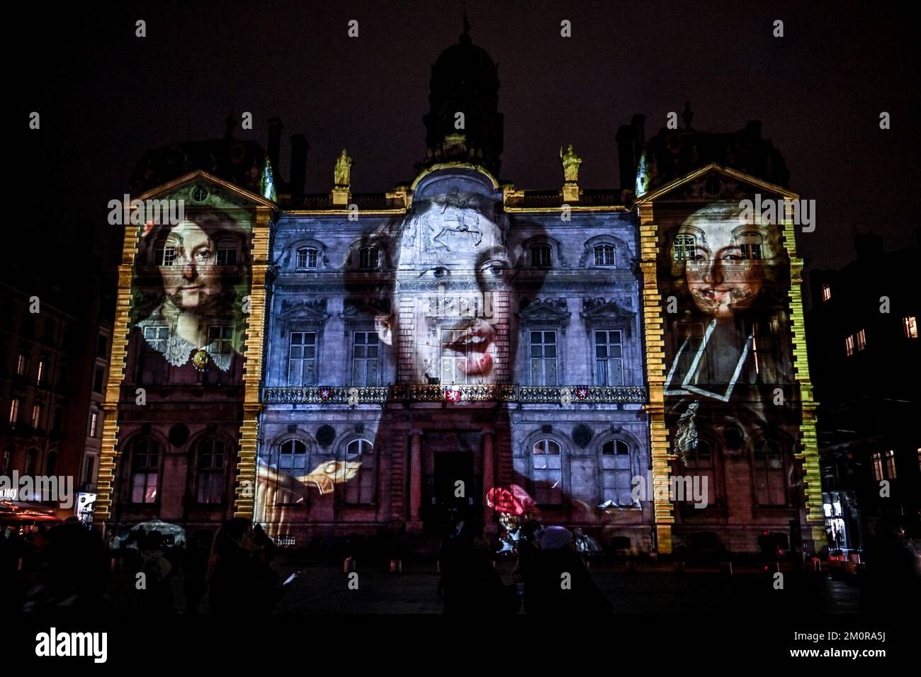 Place des Terreaux hosts a light show during Fete des Lumieres (Lights Festival) 2022 in Lyon ...