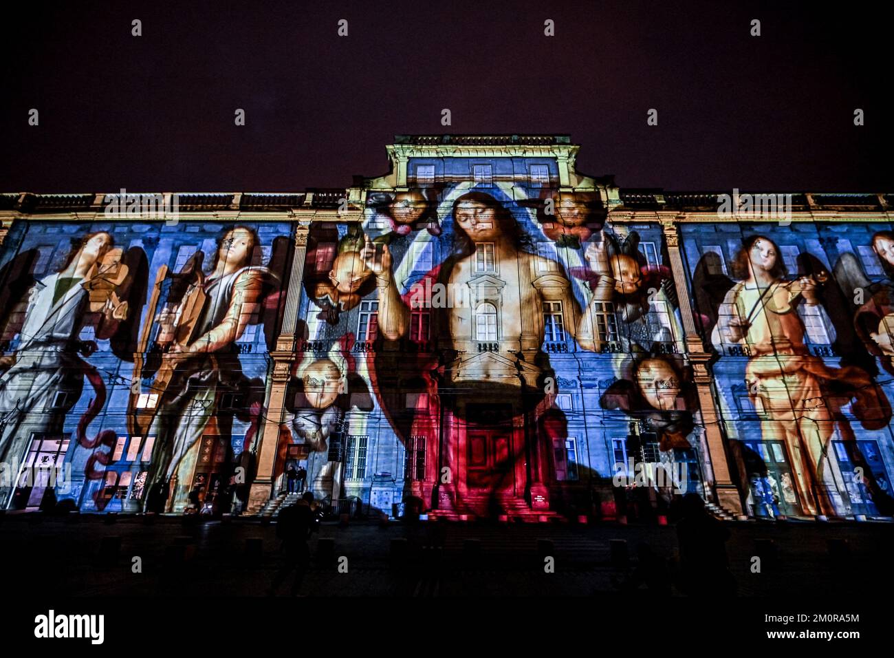 Place des Terreaux hosts a light show during Fete des Lumieres (Lights Festival) 2022 in Lyon ...