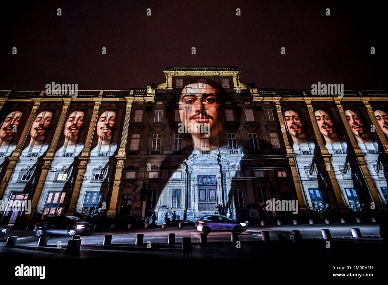 Place des Terreaux hosts a light show during Fete des Lumieres (Lights Festival) 2022 in Lyon ...
