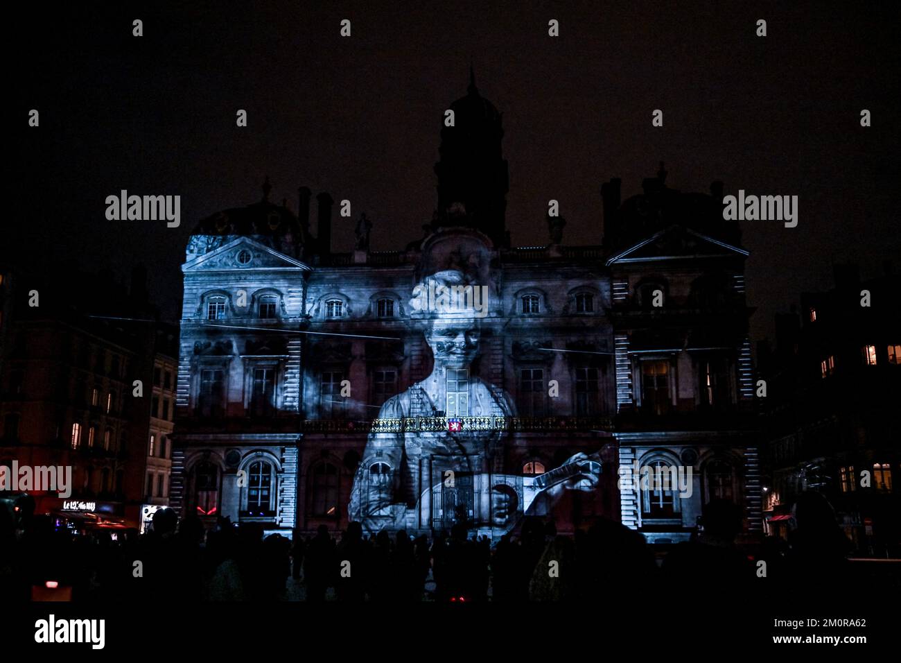 Place des Terreaux hosts a light show during Fete des Lumieres (Lights Festival) 2022 in Lyon ...
