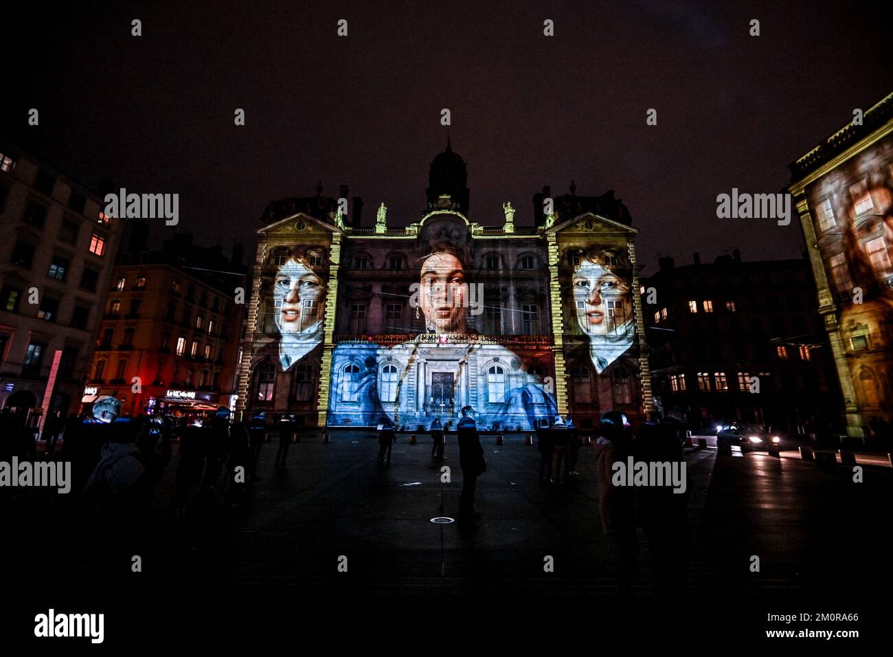 Place des Terreaux hosts a light show during Fete des Lumieres (Lights Festival) 2022 in Lyon ...