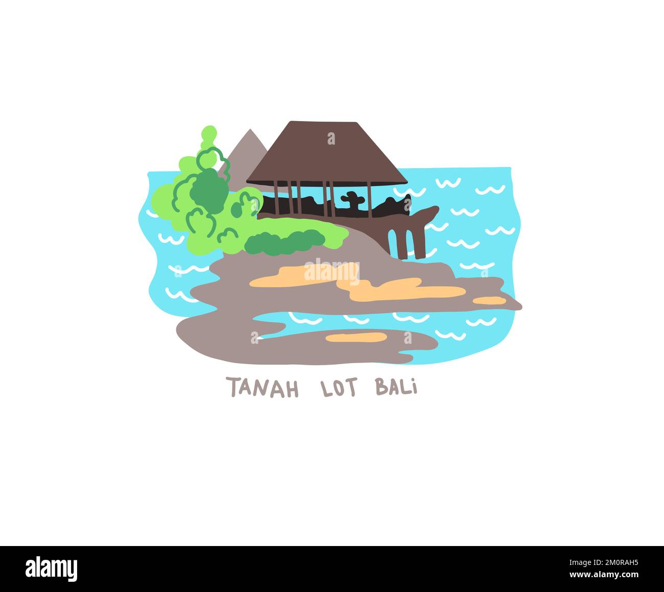 Tanah Lot - famous place in Bali Indonesia, flat design vector ...