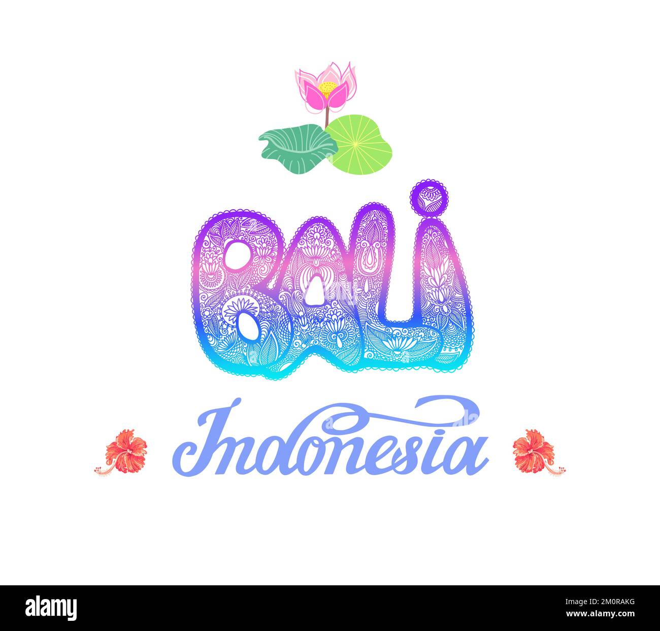 Bali, Indonesia travel and attraction symbols vector illustration Stock ...