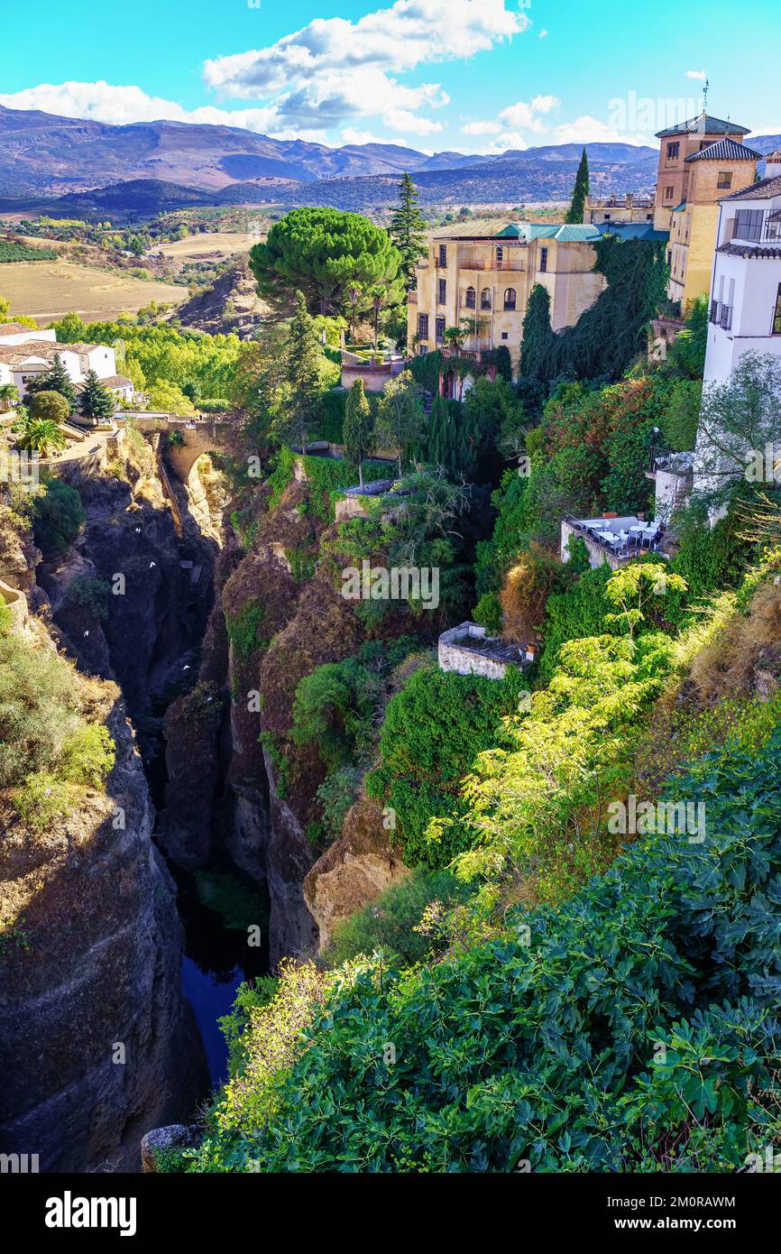 Beautiful mountainous landscape of Andalusian houses on the hills ...