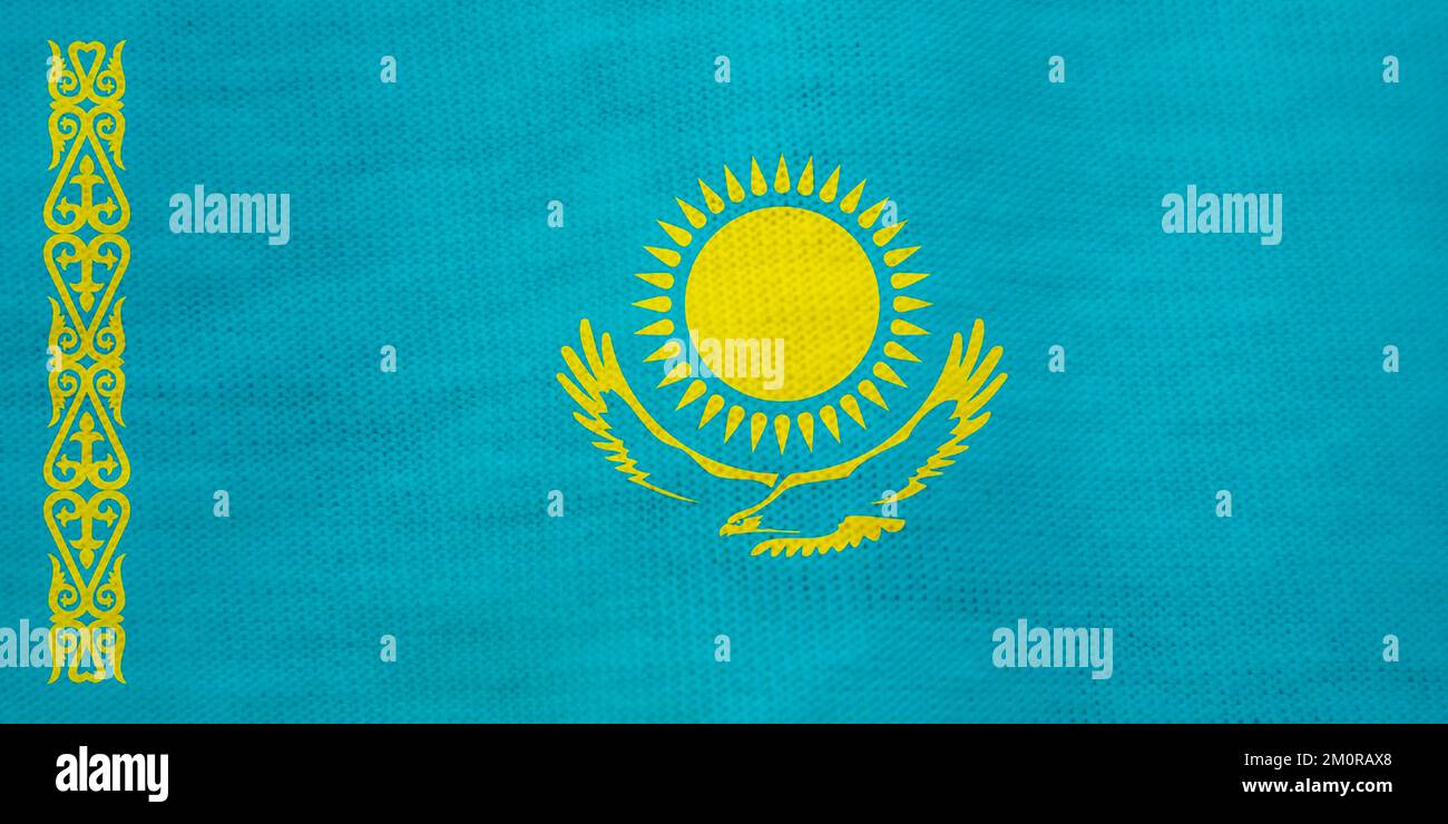 kazakhstan flag texture as background Stock Photo - Alamy
