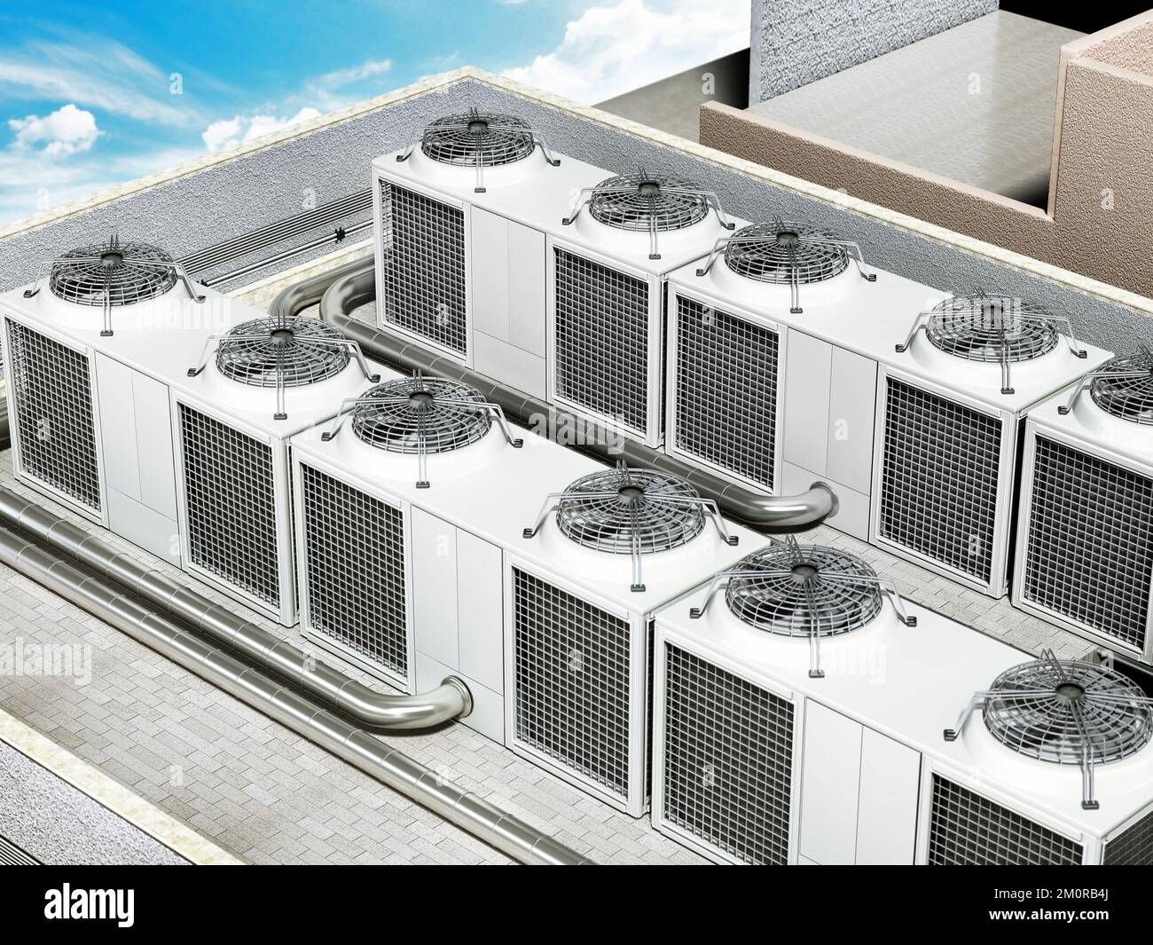 Industrial air conditioner unit isolated on white background. 3D ...