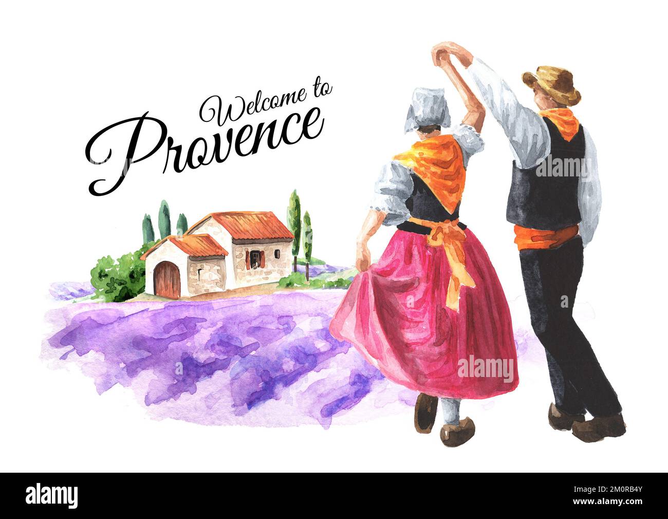 French folk dances. A couple of dancers in national costumes. Welcome ...