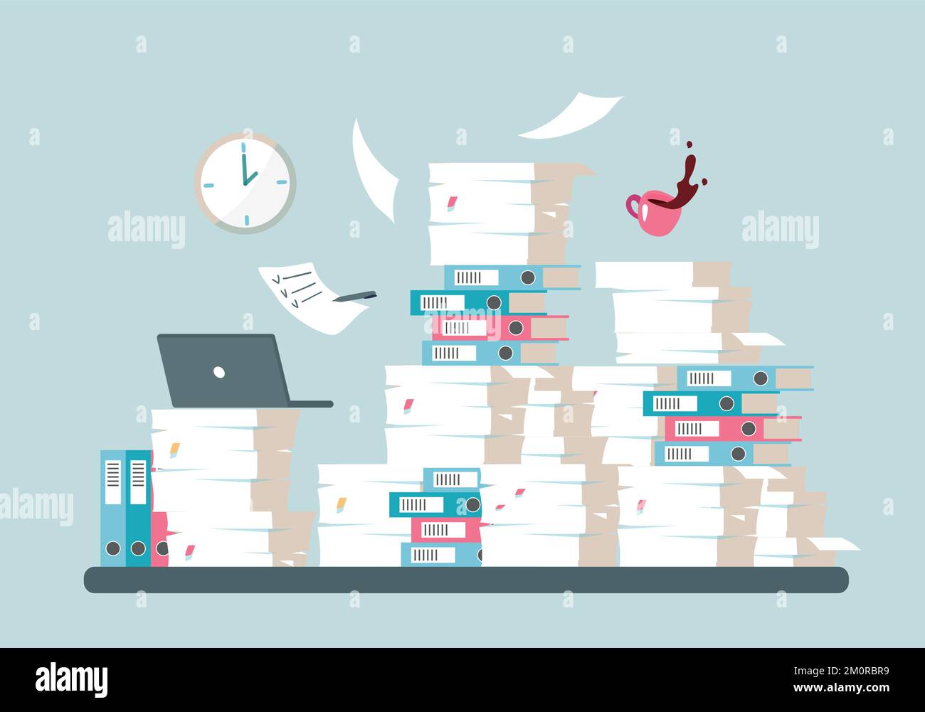 Stack of papers laptop Stock Vector Images - Alamy