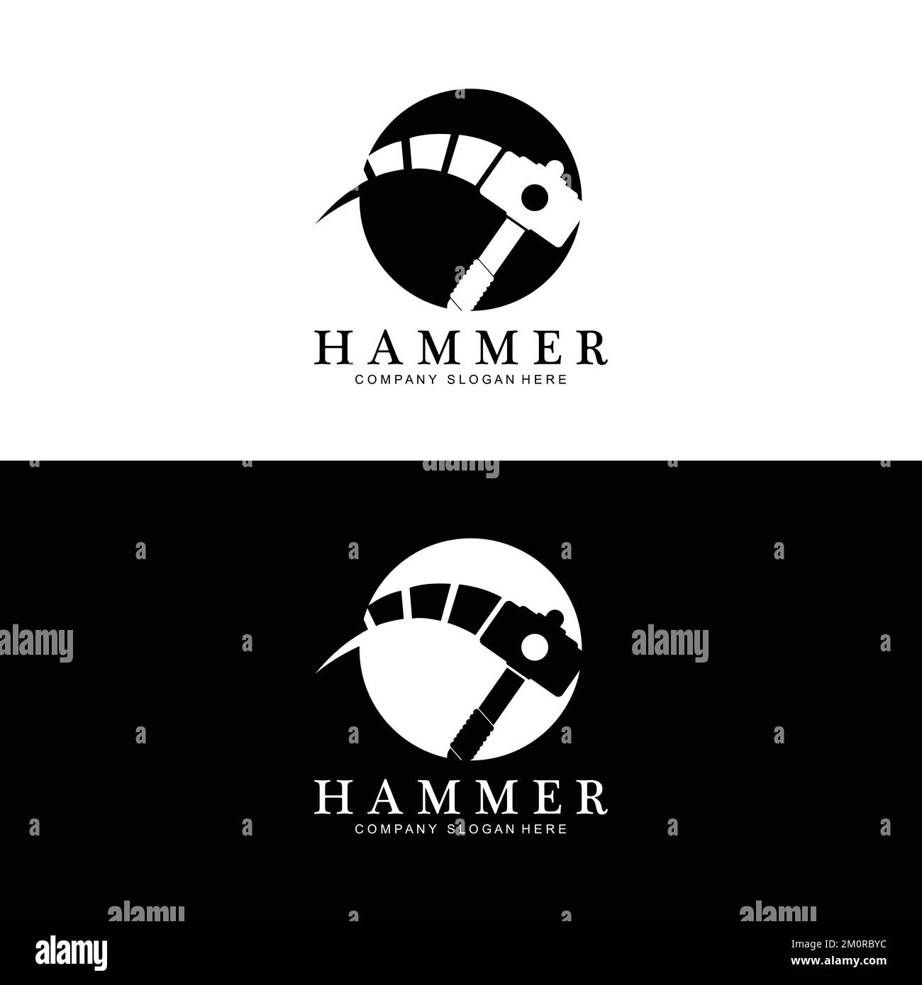 hammer, building construction tools and judge logo vector icon, vintage ...