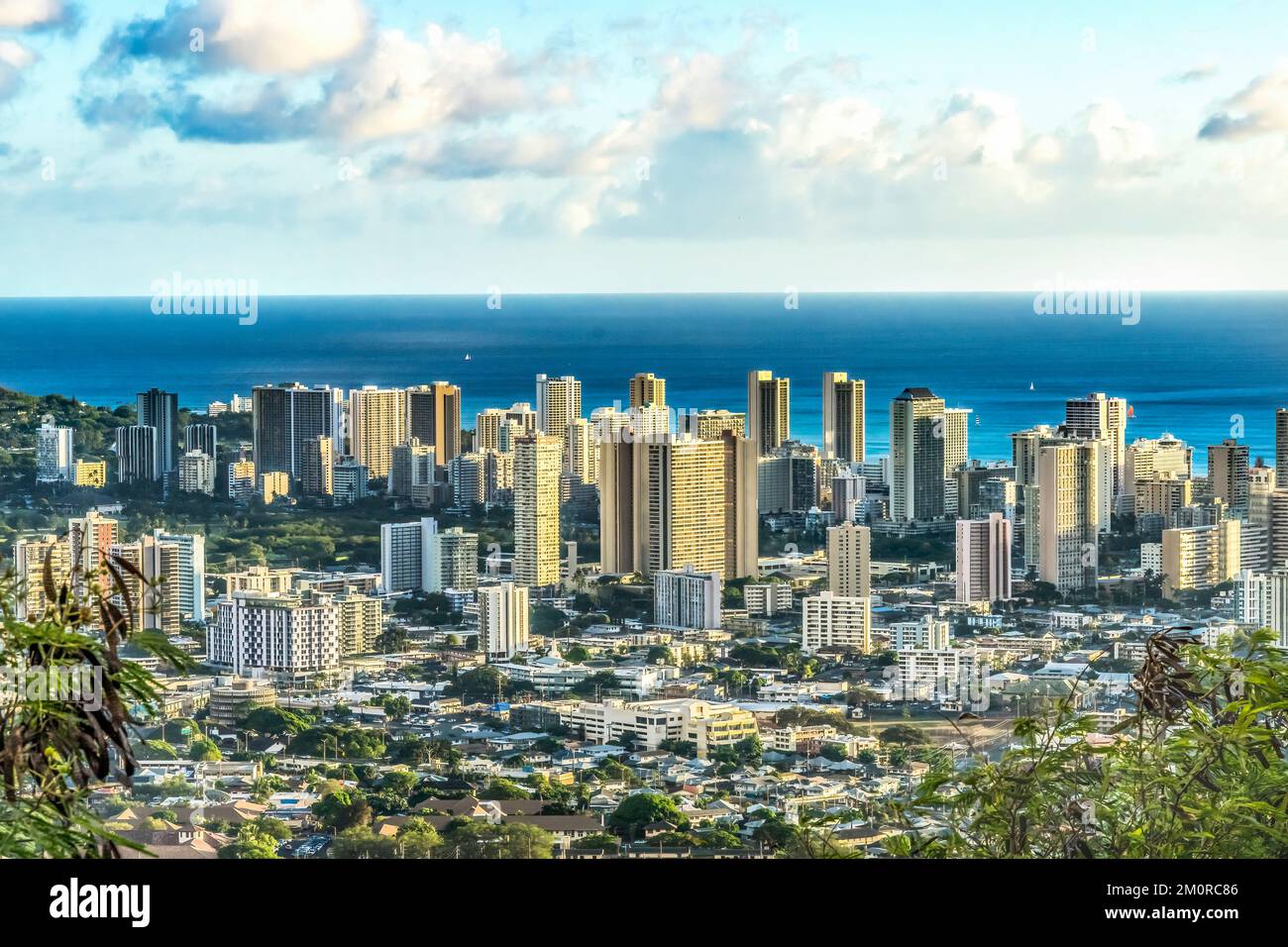 Colorful Hotels Buildings Waikiki Beach Tantalus Outlook Honolulu Oahu ...