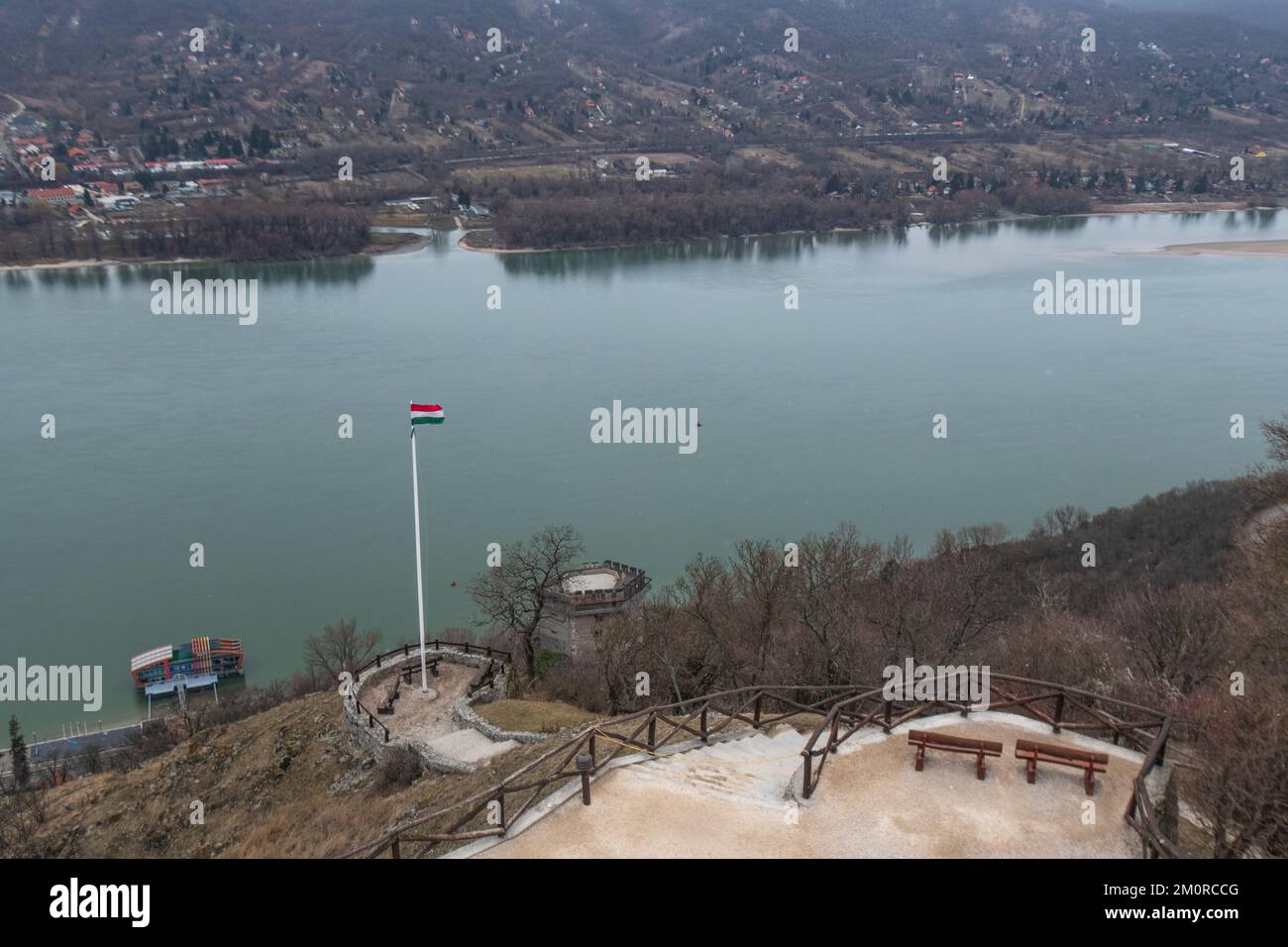 Visegrad and Nagymaros, at both sides of the Danube river, with ...