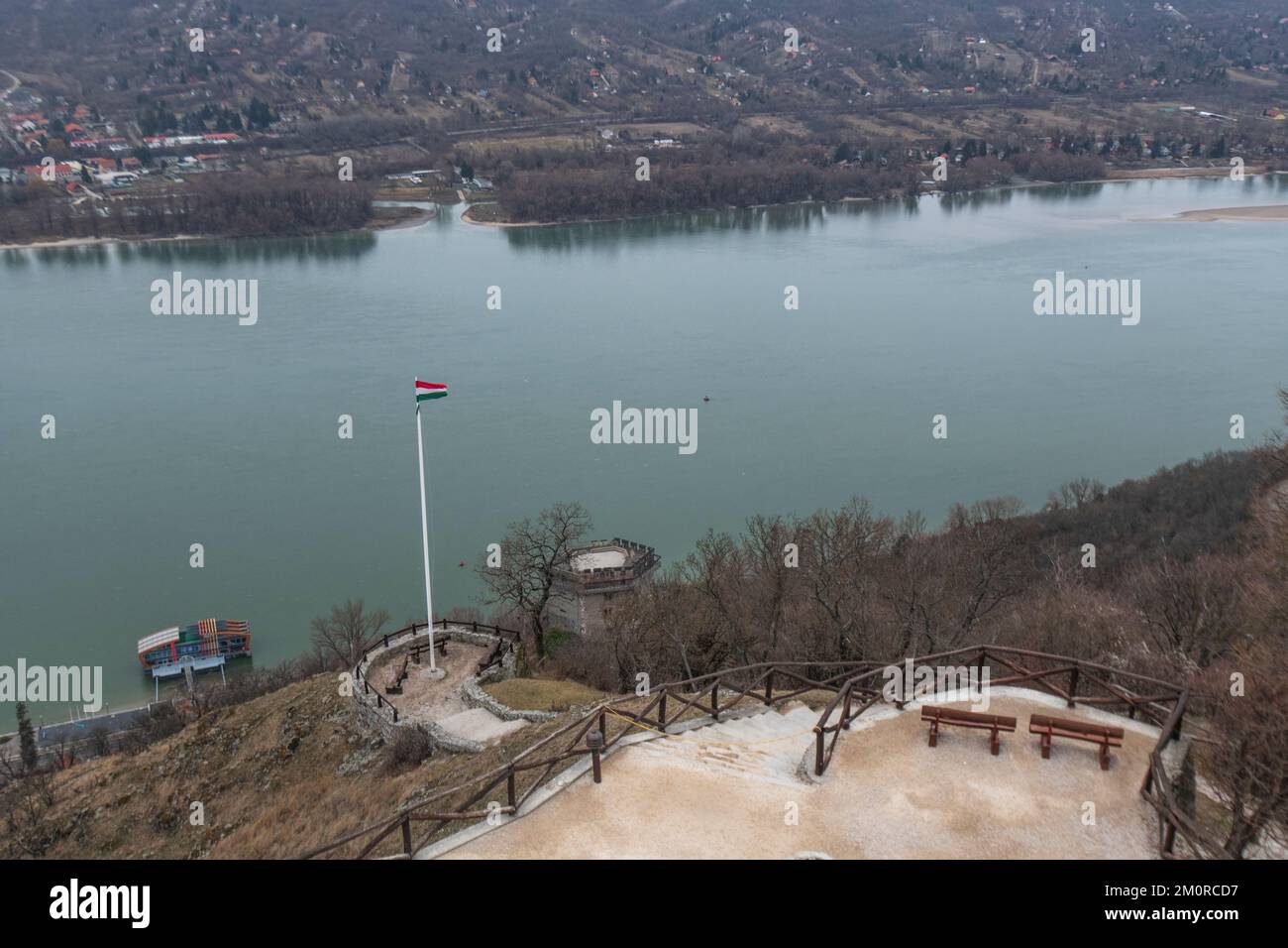 Visegrad and Nagymaros, at both sides of the Danube river, with ...