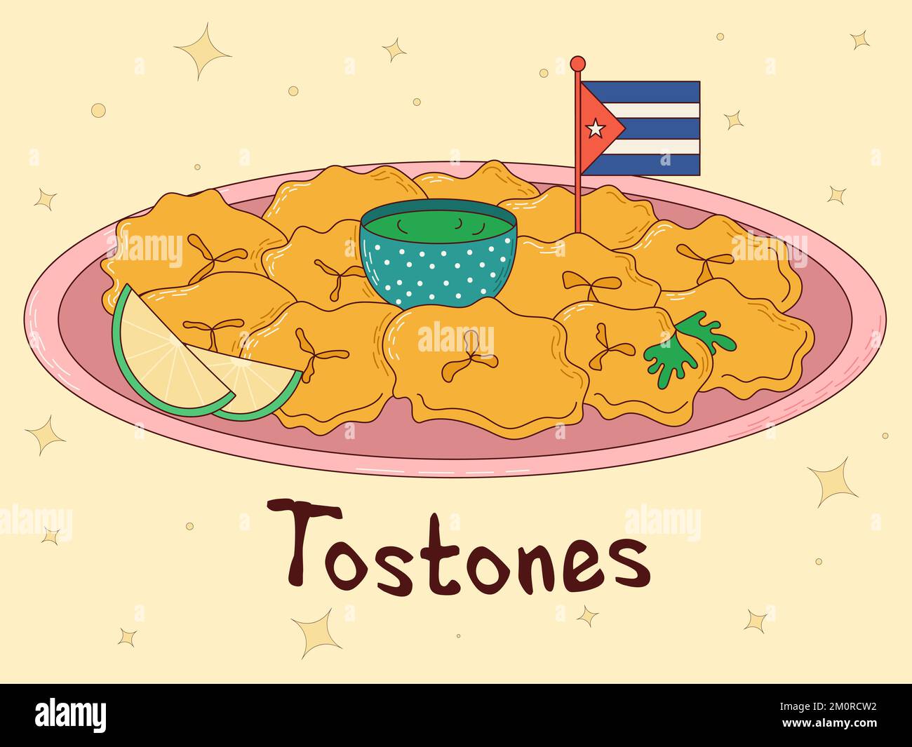 Cuban Food Tostones Traditional Cuban Dish Vector Illustration Stock Vector Image And Art Alamy