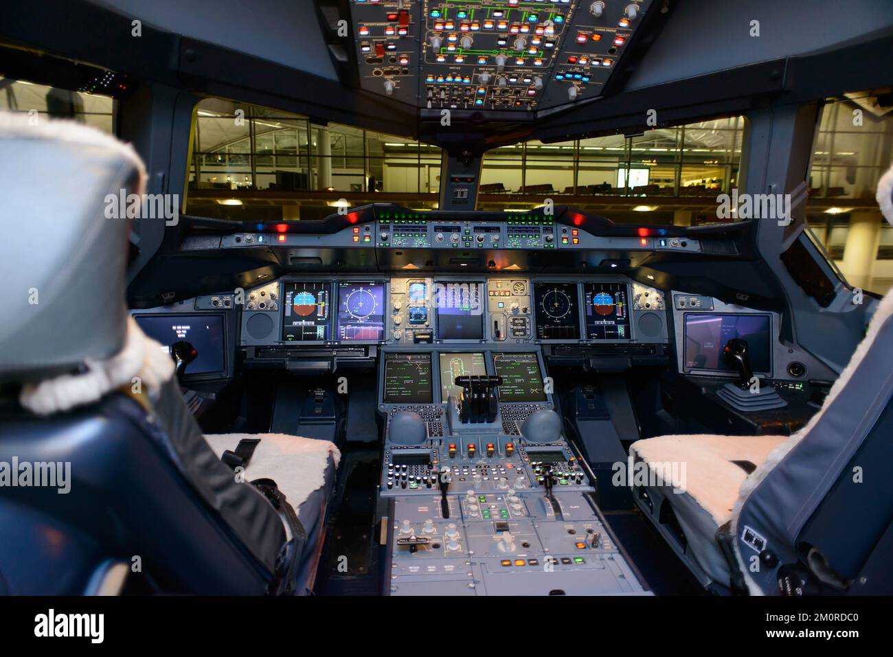 Modern jet aircraft cockpit interior Stock Photo - Alamy