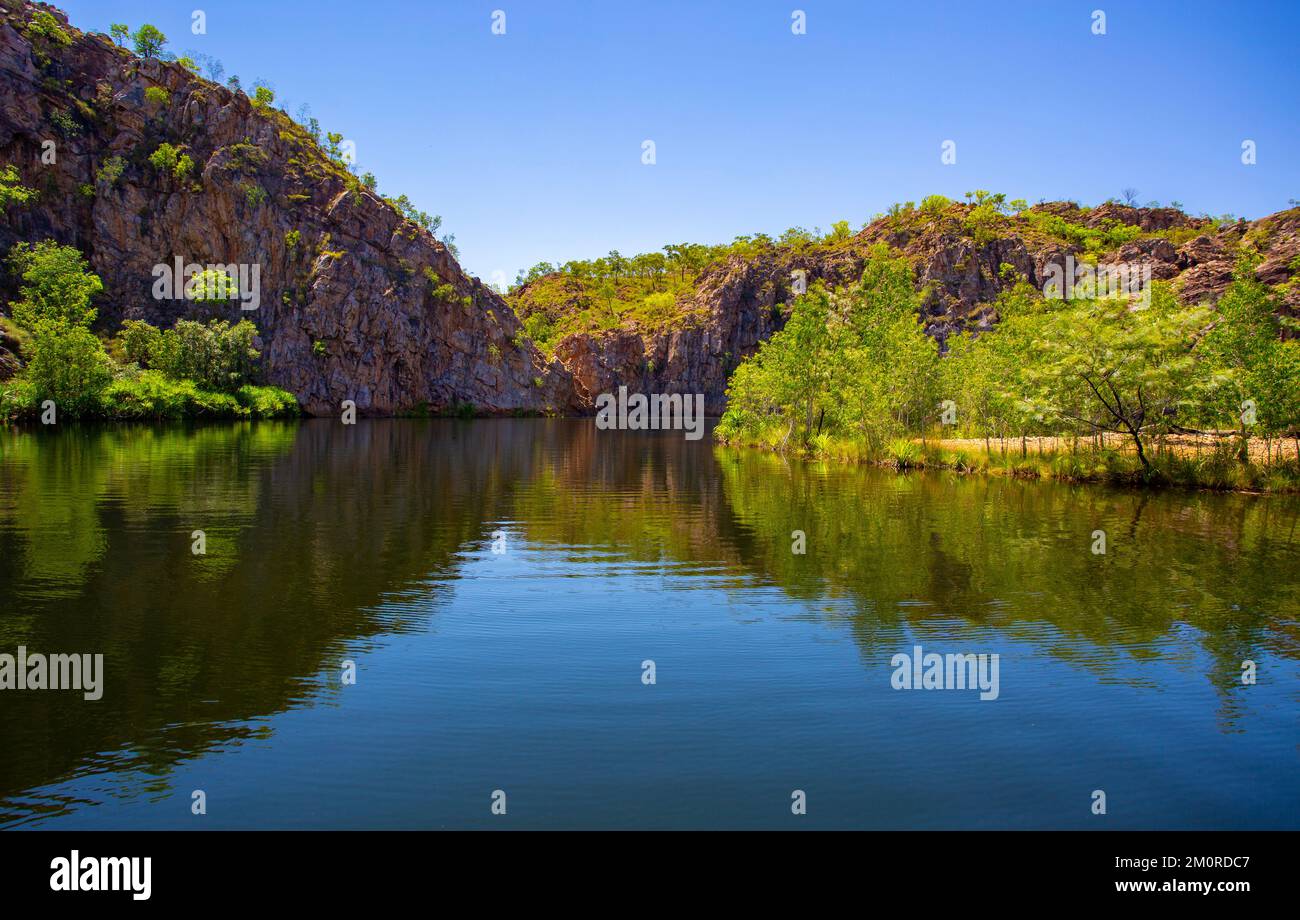 View of the Edith Falls and natural pool of the Leliyn area in the ...