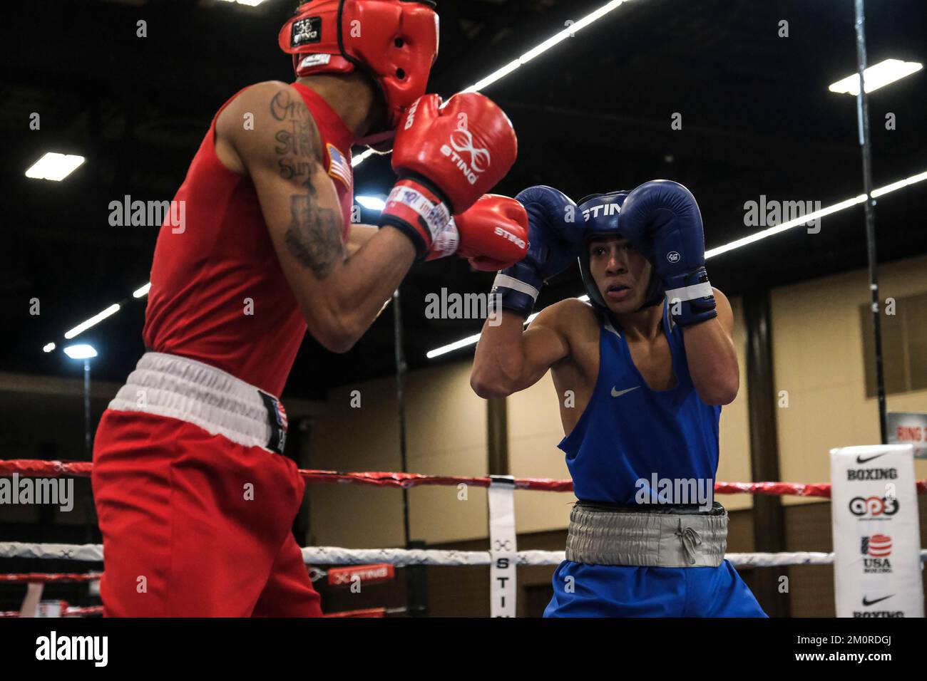 Lubbock, TX, USA. 7th Dec, 2022. Jose Contreras (blue) of Oakland CA in ...