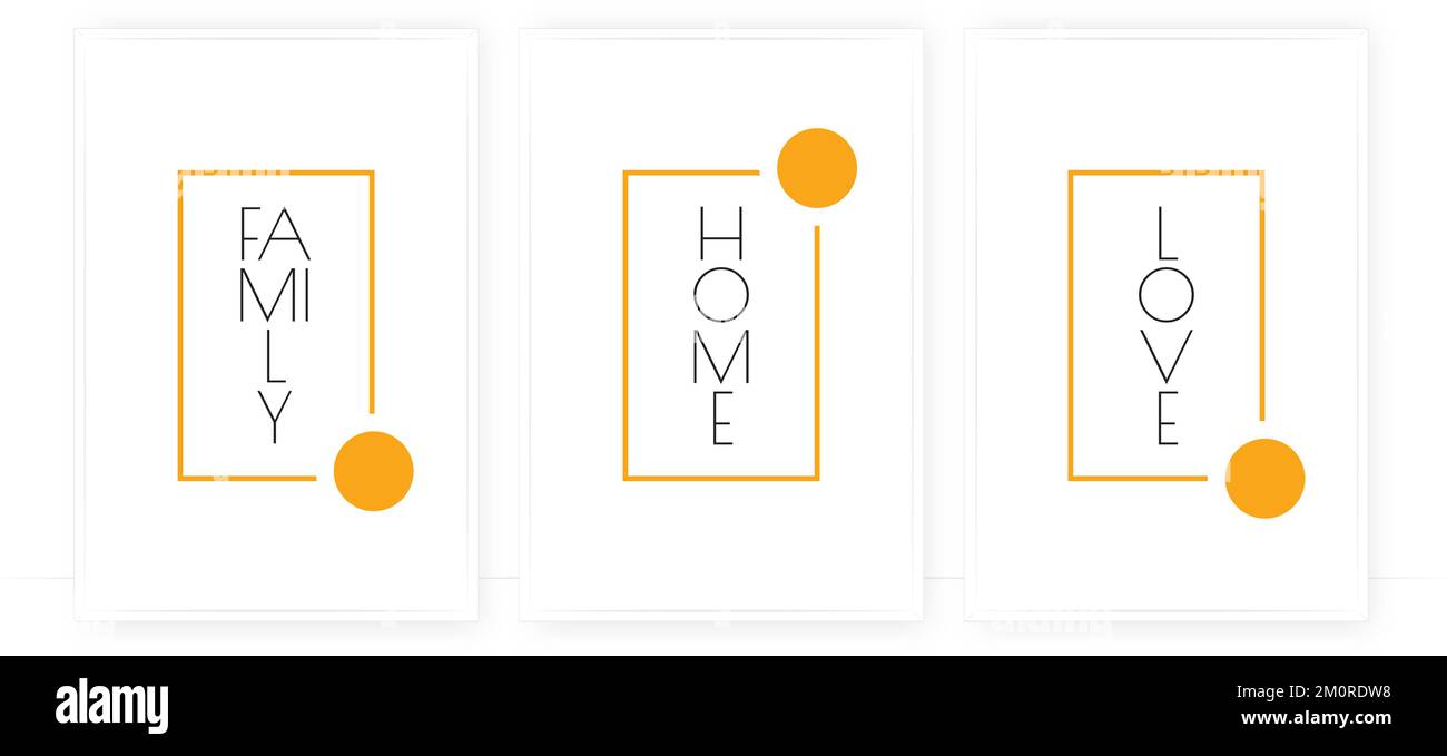 Family Home Love, vector. Minimalist poster design in two pieces ...