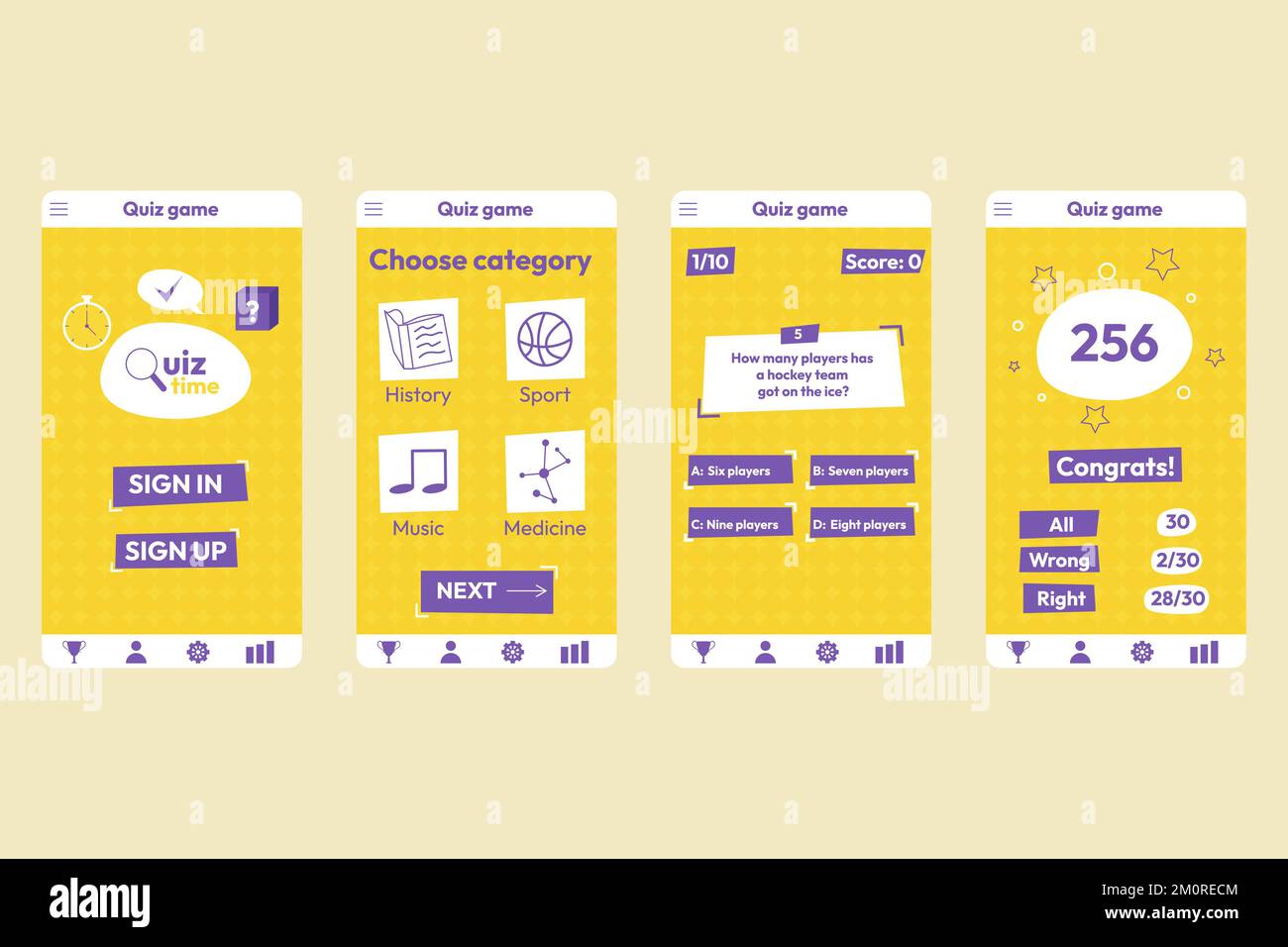 Quiz Test Lottery Millionaire Menu Template Quiz Game Frame Flat