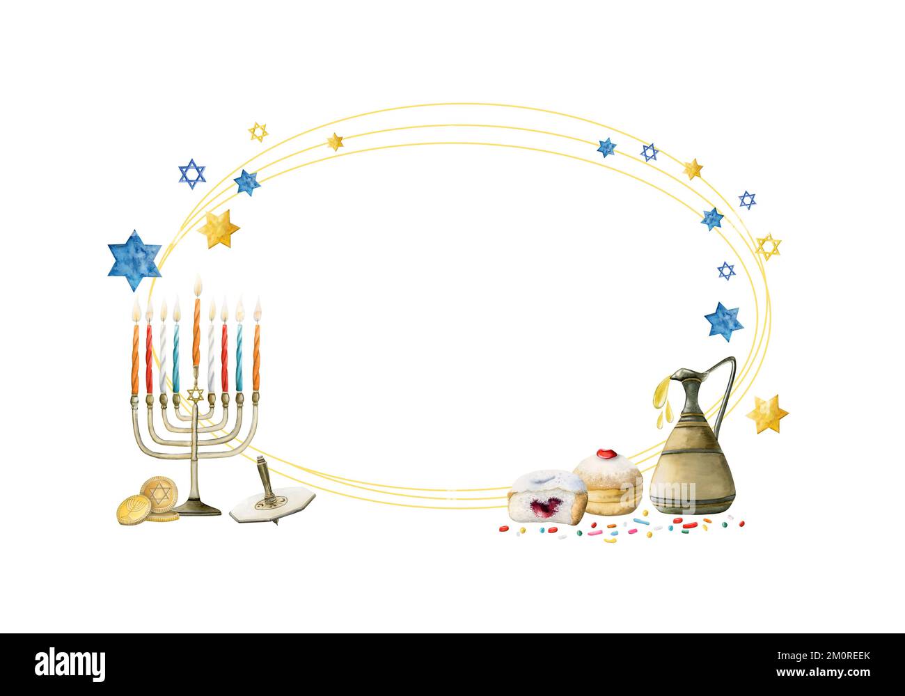Happy Hanukkah banner template for holiday greeting design with menorah ...