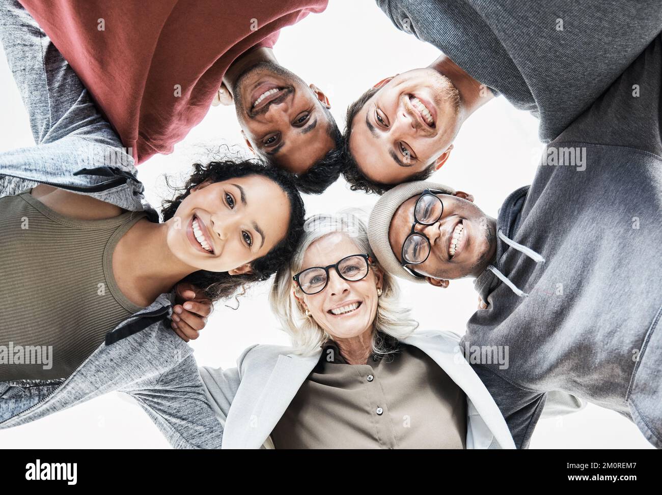 Low angle portrait of a cheerful group of diverse business people ...