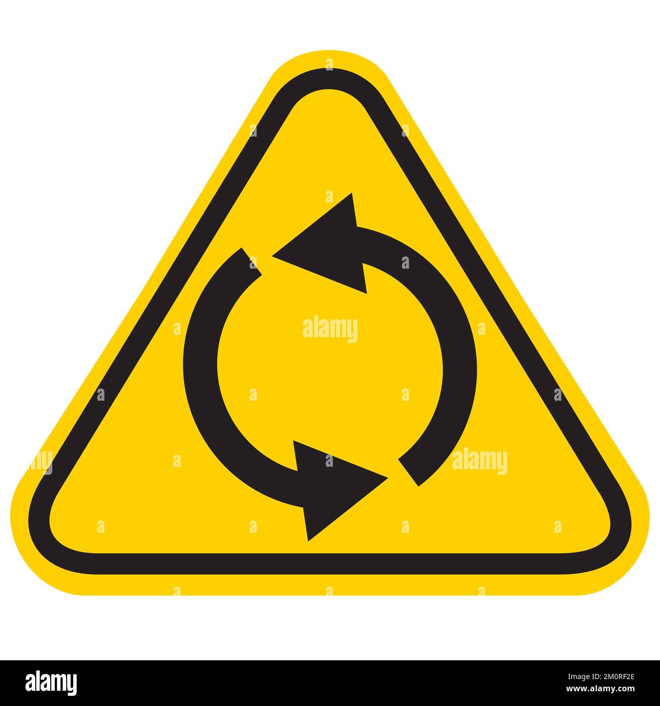 Rounded triangle shape hazard warning sign with arrow symbol. flat ...