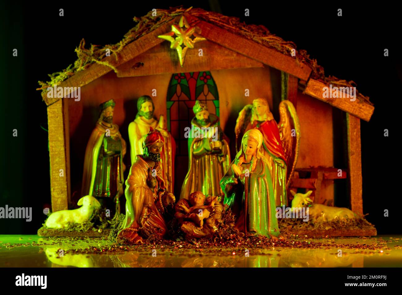 Christmas nativity scene. Christmas Jesus in crib. Christmas nativity ...