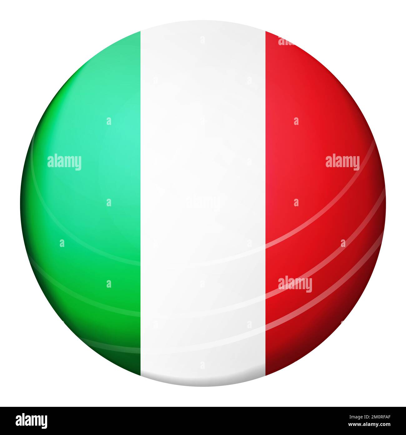 Glass light ball with flag of Italy. Round sphere, template icon ...
