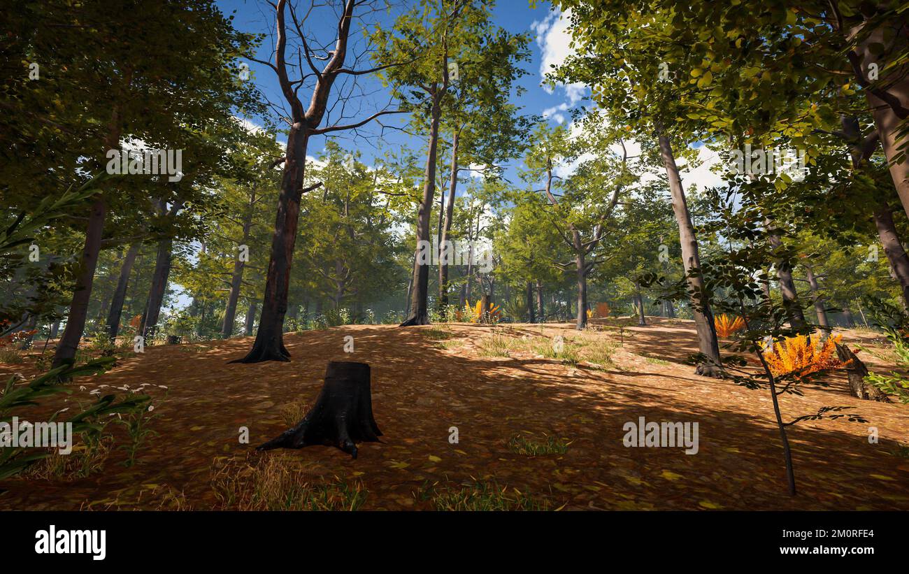 3D rendering. An immersive natural environment. Landscape to illustrate ...