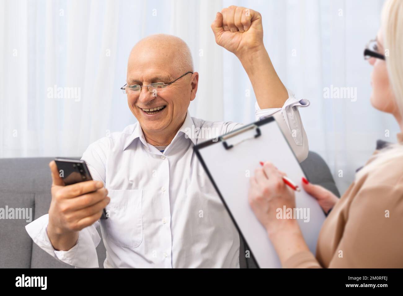 Psychology . Elderly adult man consulting with psychologist ...