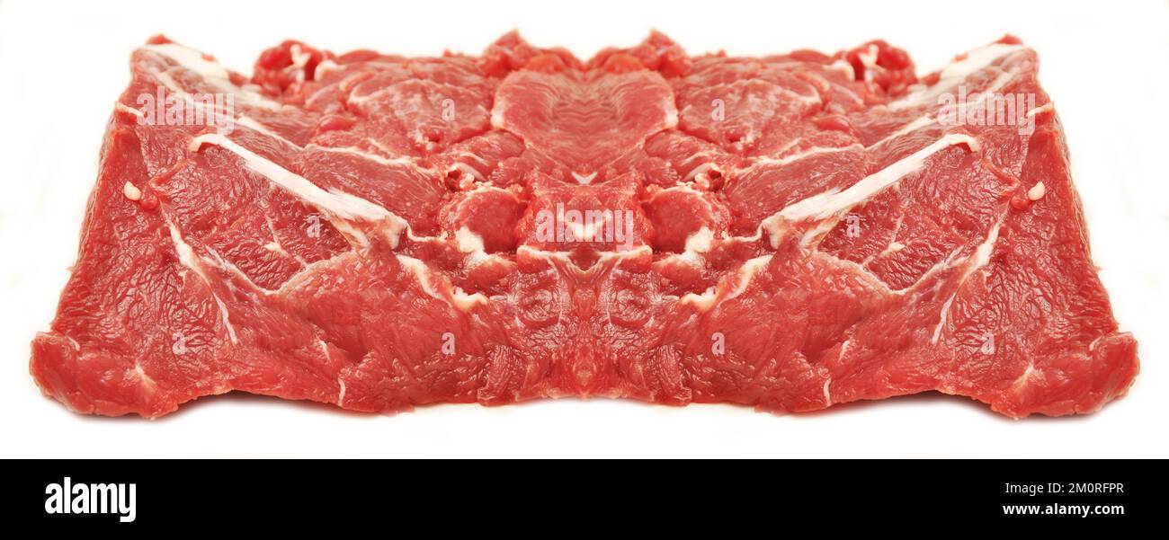 Clean very fresh red raw cow meat beef, isolated on white background ...