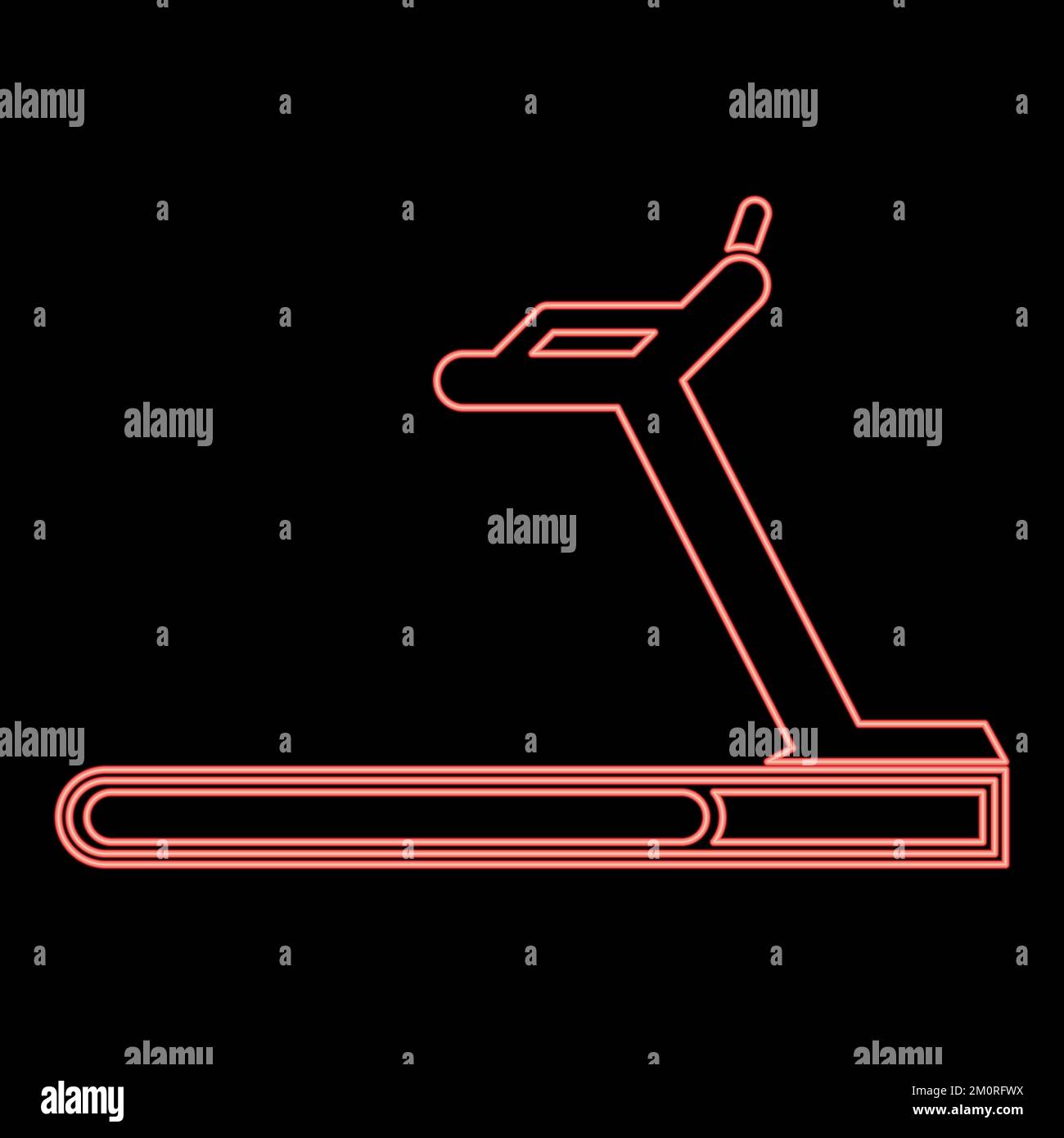 Neon treadmill machine icon red color vector illustration image flat ...