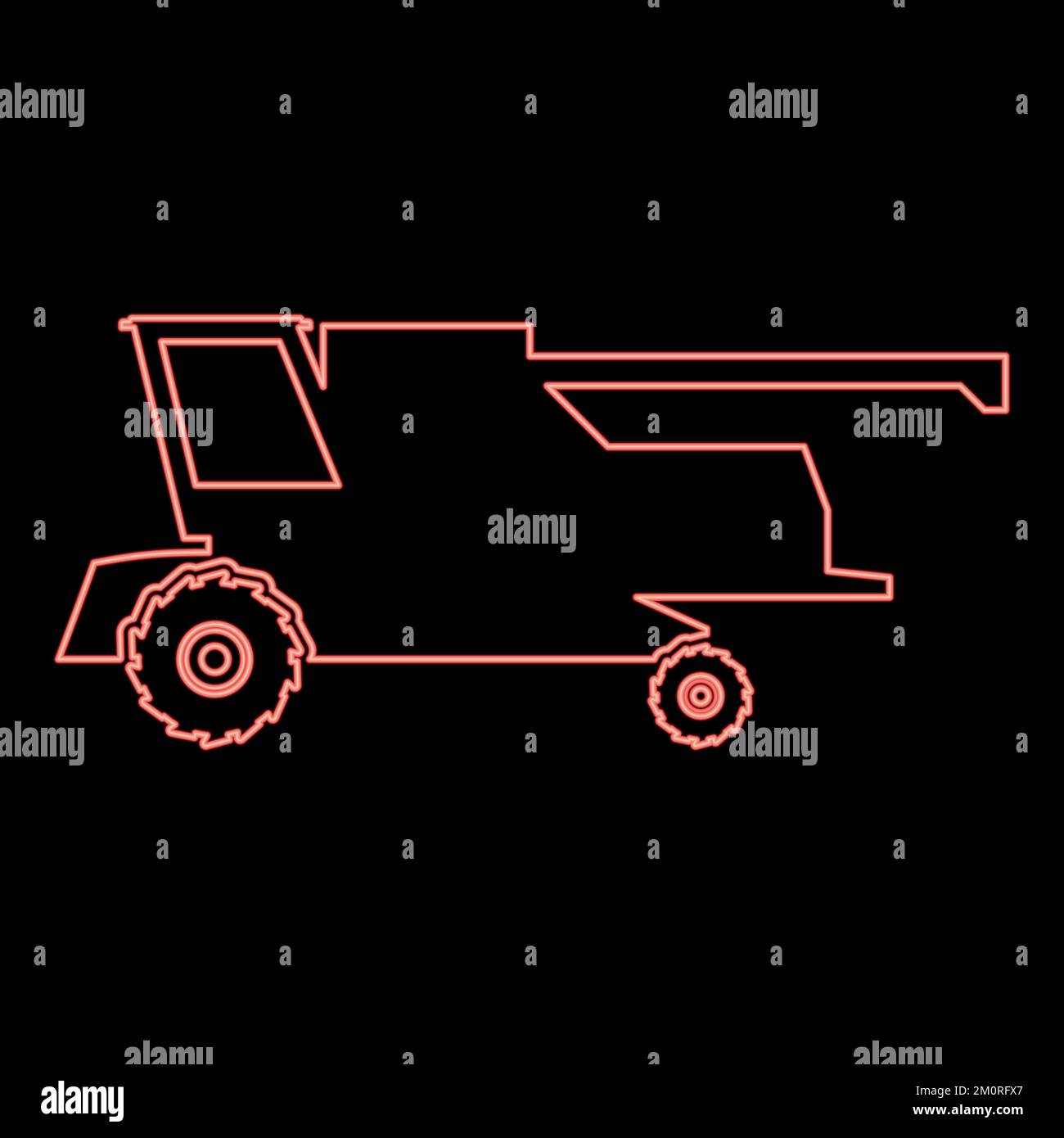 Neon farm harvester for work on field combine icon red color vector ...