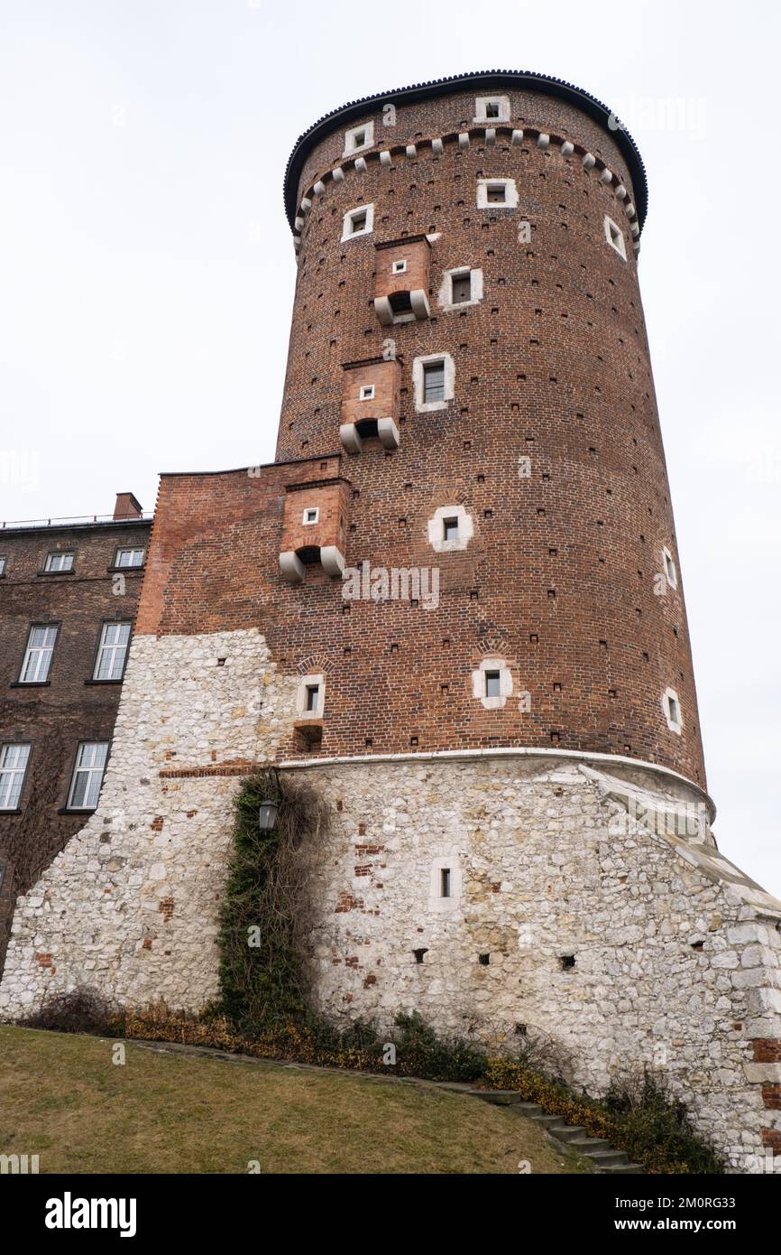 Royal Wawel royal castle in Krakow in rainy early spring weather in ...